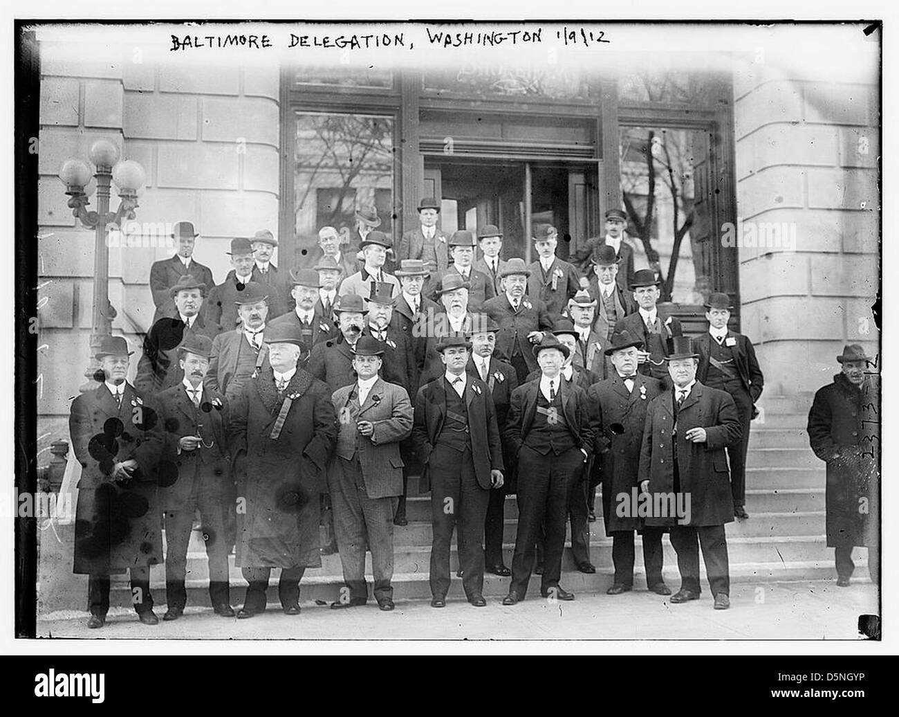 A black-and-white photograph showing the 1912 Baltimore delegation to ...