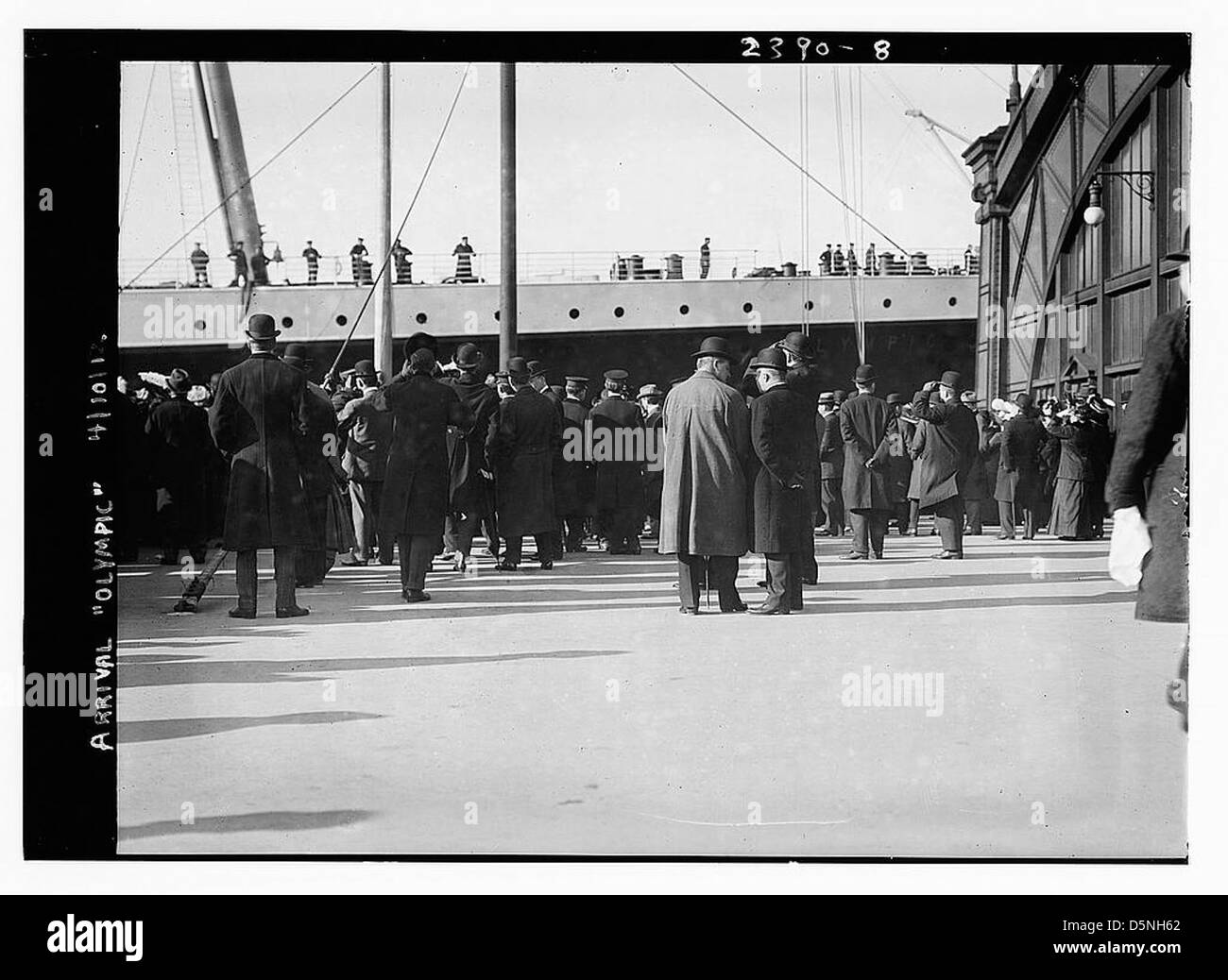 A photograph of the Olympic-class ocean liner, RMS Olympic, arriving at ...