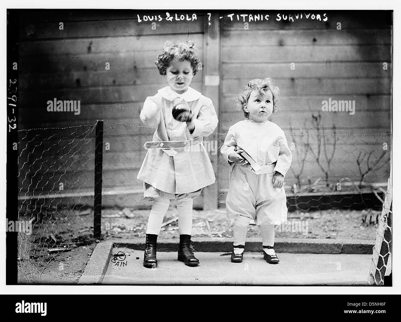 The image shows Louis and Lola Navratil, two Titanic survivors, posing ...