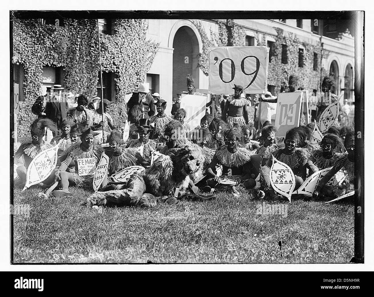 A photograph of Columbia University students in 1909, participating in ...