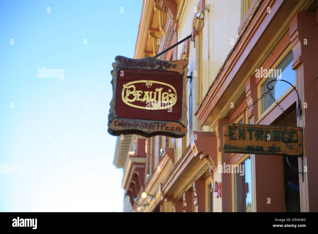 Exterior sign of Beau Jo's Colorado Style Pizza Italian restaurant ...