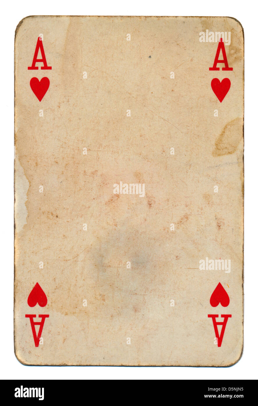 old grunge playing ace card with hearts isolated on white Stock Photo ...