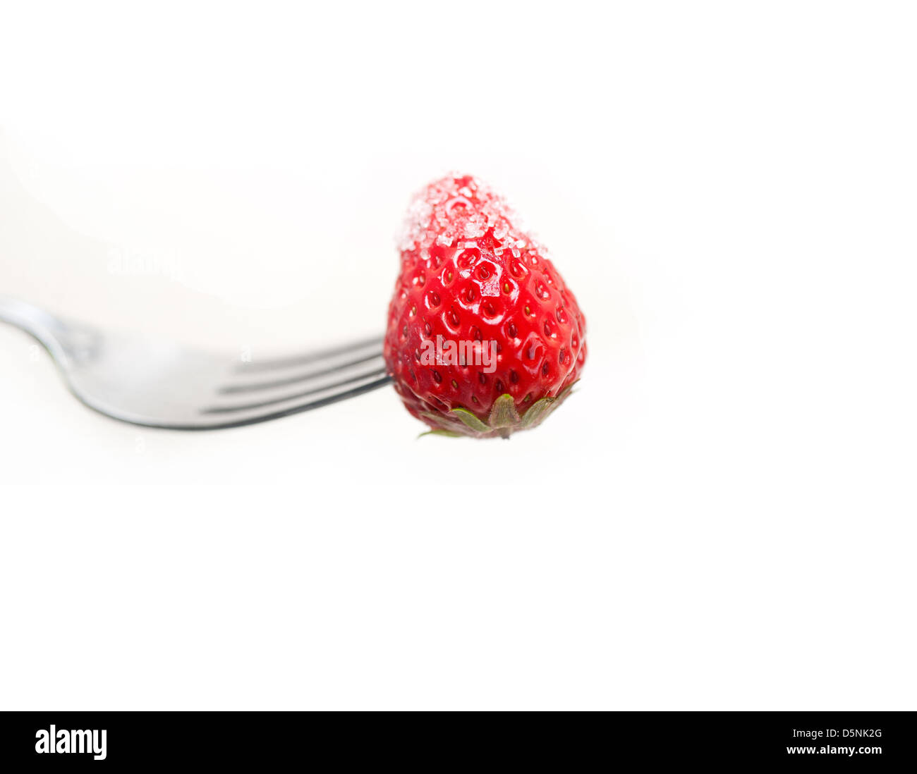 srawberry on a fork with sugar crust isolated over white Stock Photo ...