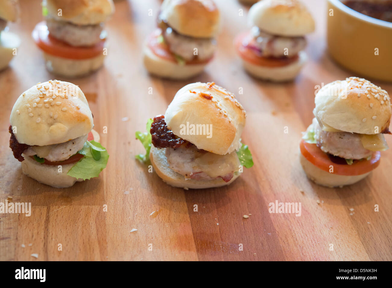 mini hamburgers, mini burgers, party food, finger food Stock Photo - Alamy