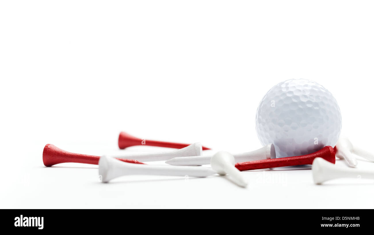 Golf ball and tees isolated on white Stock Photo - Alamy
