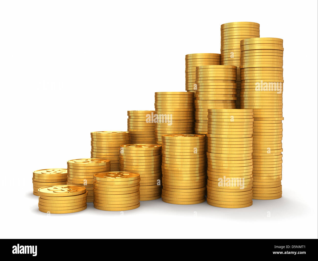 Wealth. Pyramid from gold coins on white background. 3d Stock Photo - Alamy