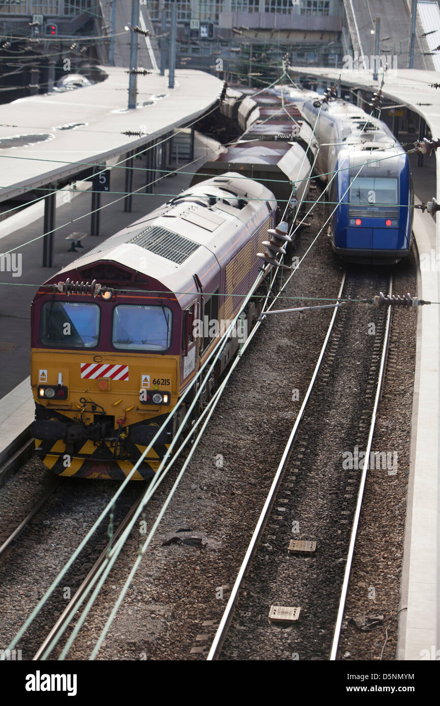 railway and station in France Stock Photo - Alamy