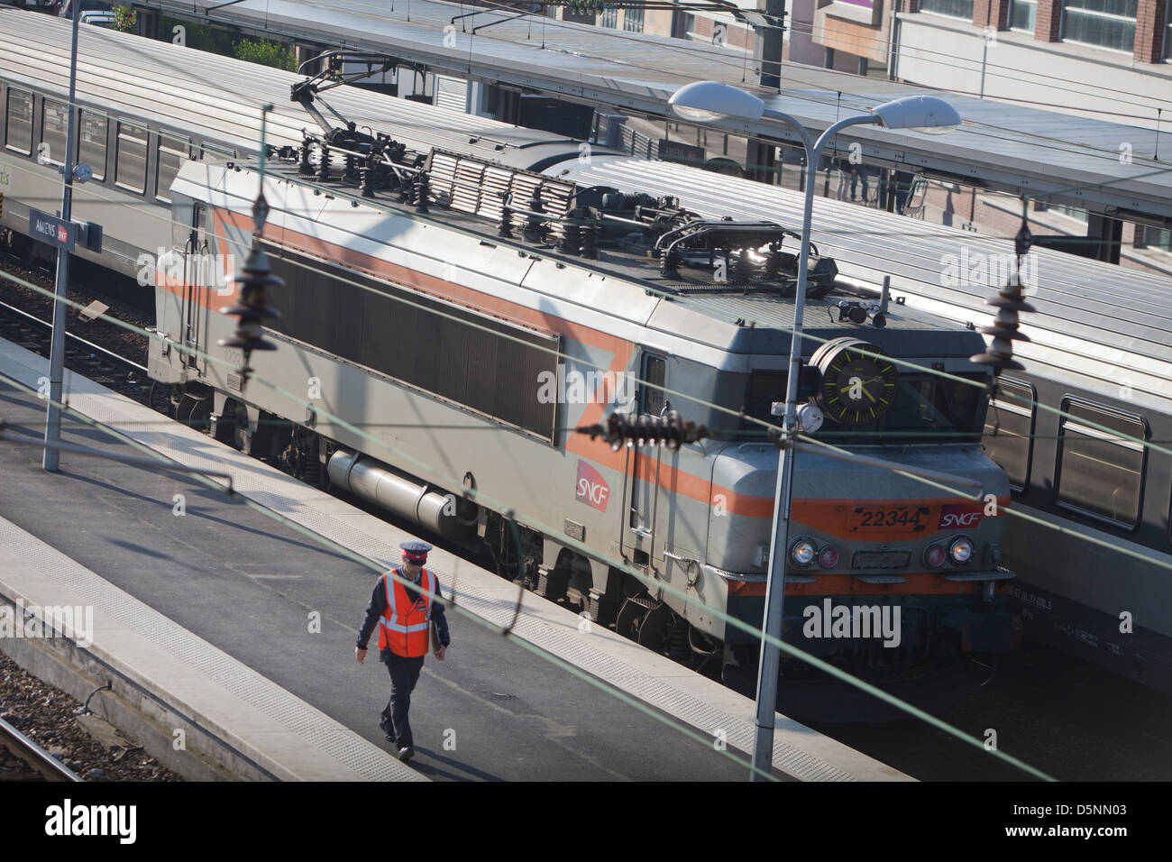 railway and station in France Stock Photo - Alamy