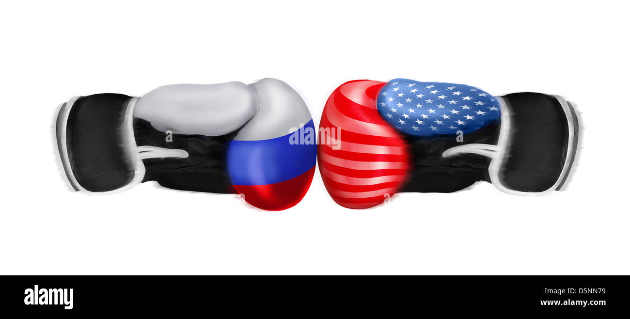 Boxing gloves on white background - USA vs RUSSIA Stock Photo - Alamy