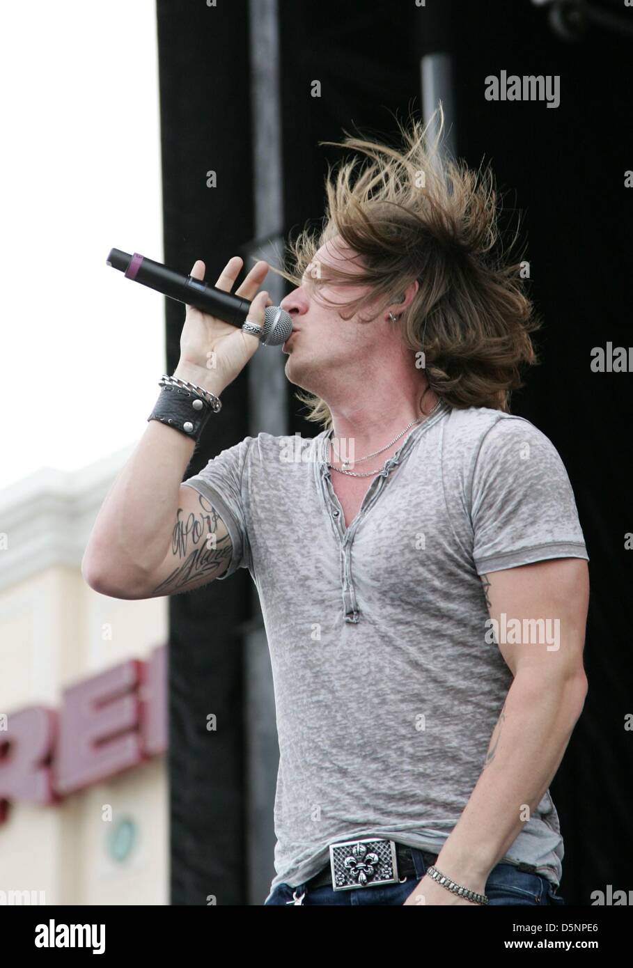 Tyler Hubbard of Georgia Florida Line on stage for The ACM Experience ...