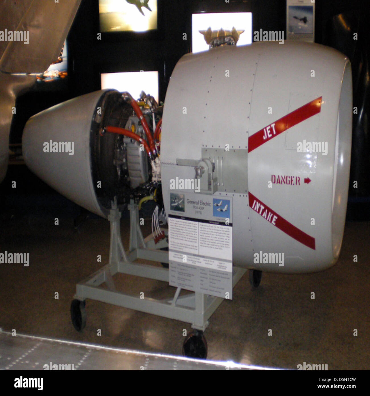 The TF-34 engine, from the S-3A Viking aircraft, is displayed at the ...