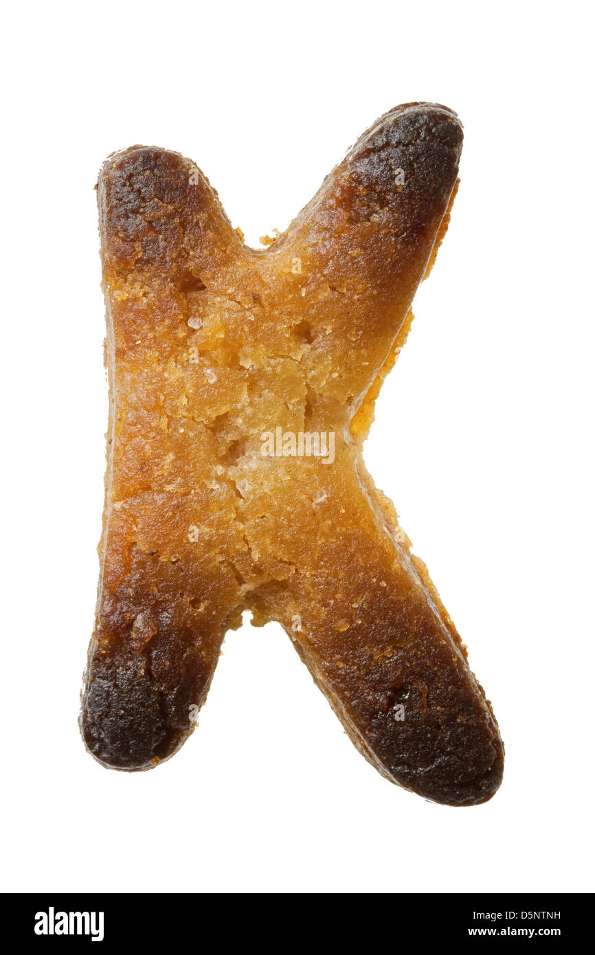 Baked alphabet cookie letter K Stock Photo - Alamy