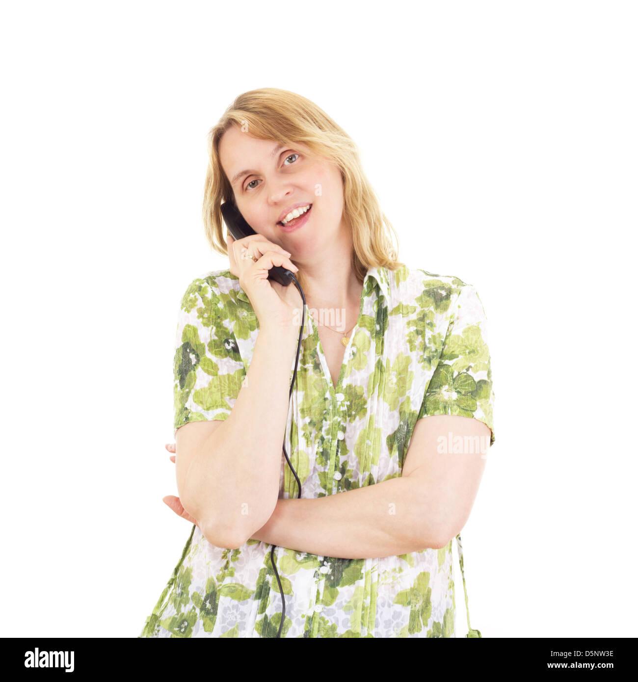 Beautiful woman calling somebody Stock Photo - Alamy