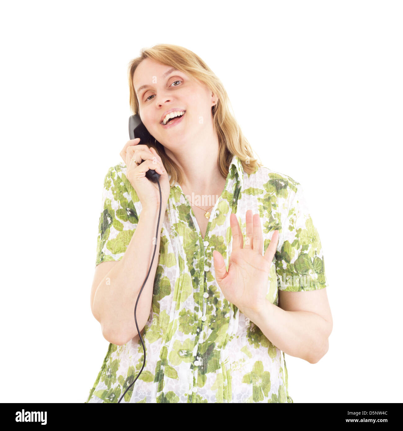 Beautiful woman calling somebody Stock Photo - Alamy