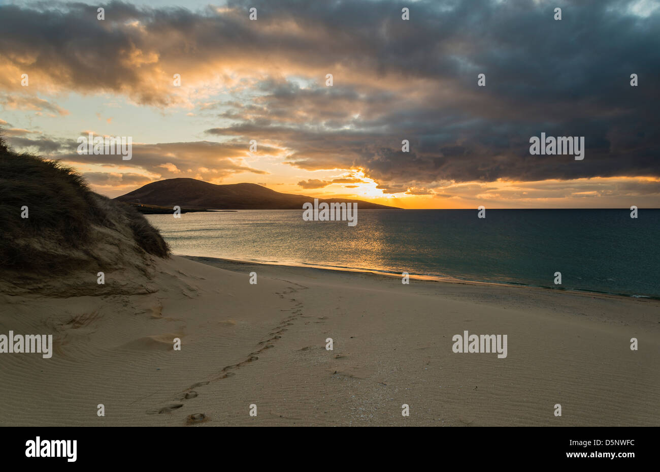 Traigh Mhor beach on the Isle of Harris in the Outer Hebrides of ...