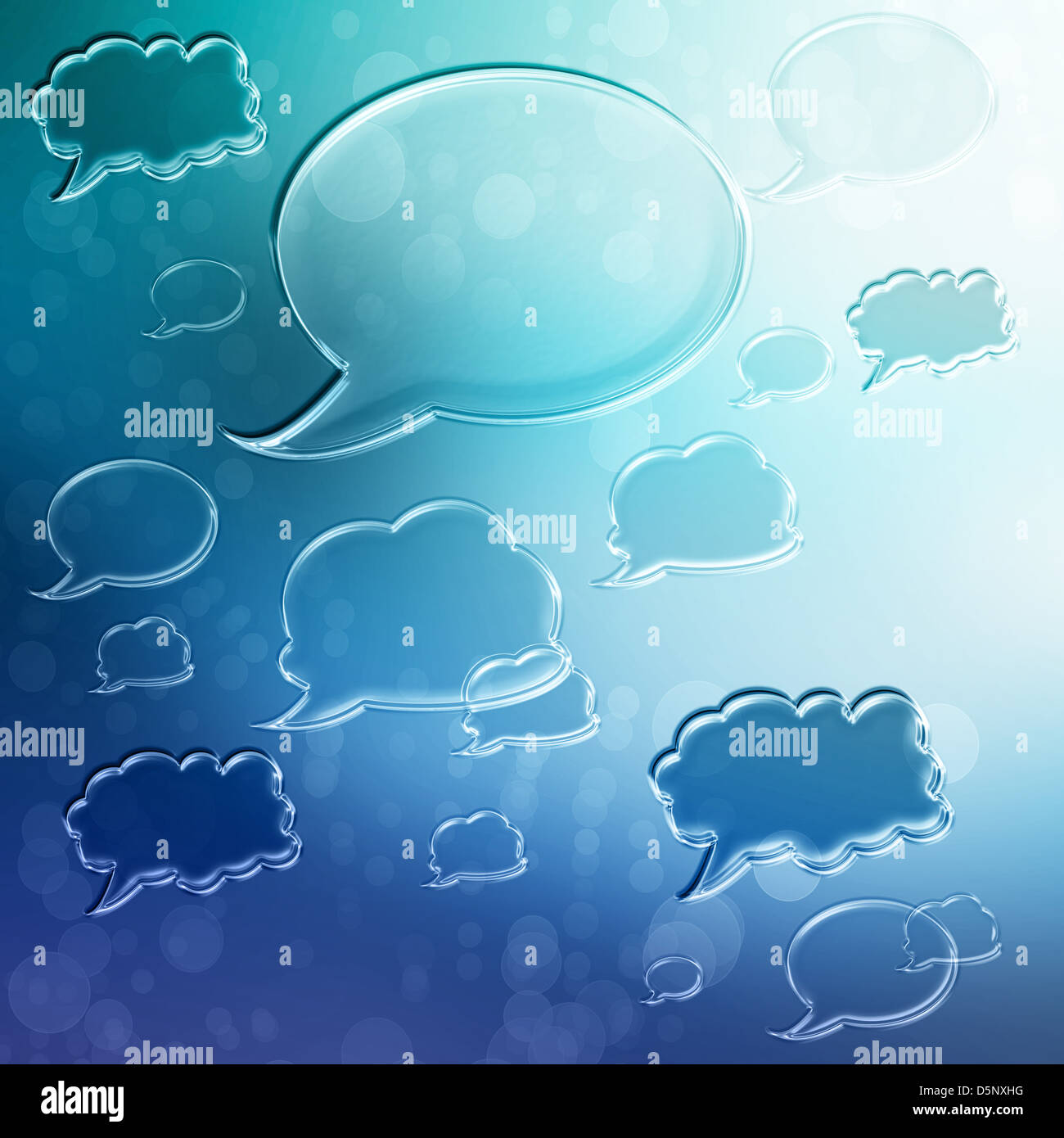 Blue Speech Bubbles on Blue Gradient Background Stock Photo - Alamy