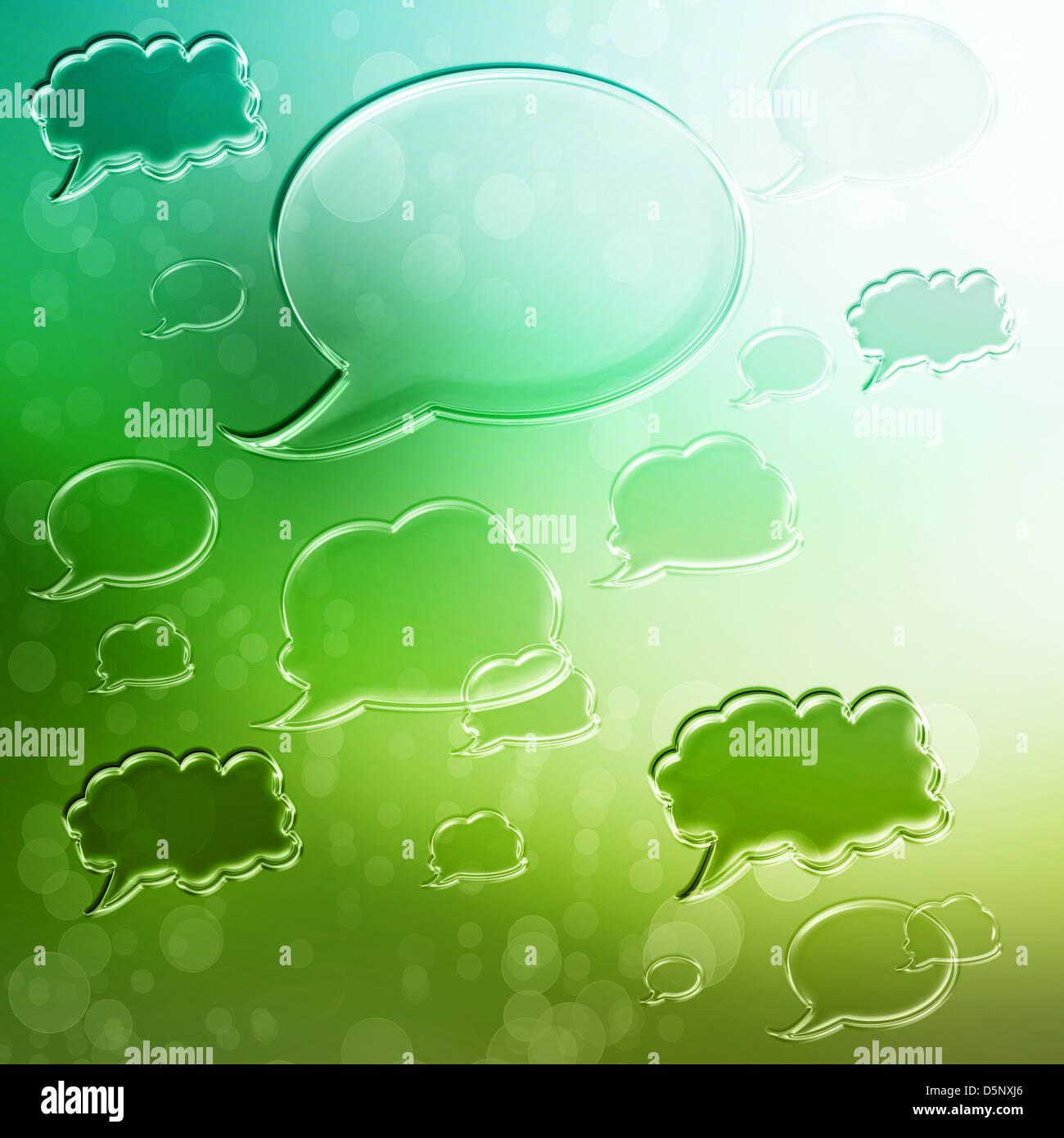 Green speech bubbles on green gradient background Stock Photo - Alamy