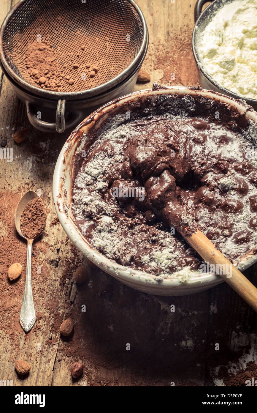 Mess when preparing homemade chocolate Stock Photo - Alamy