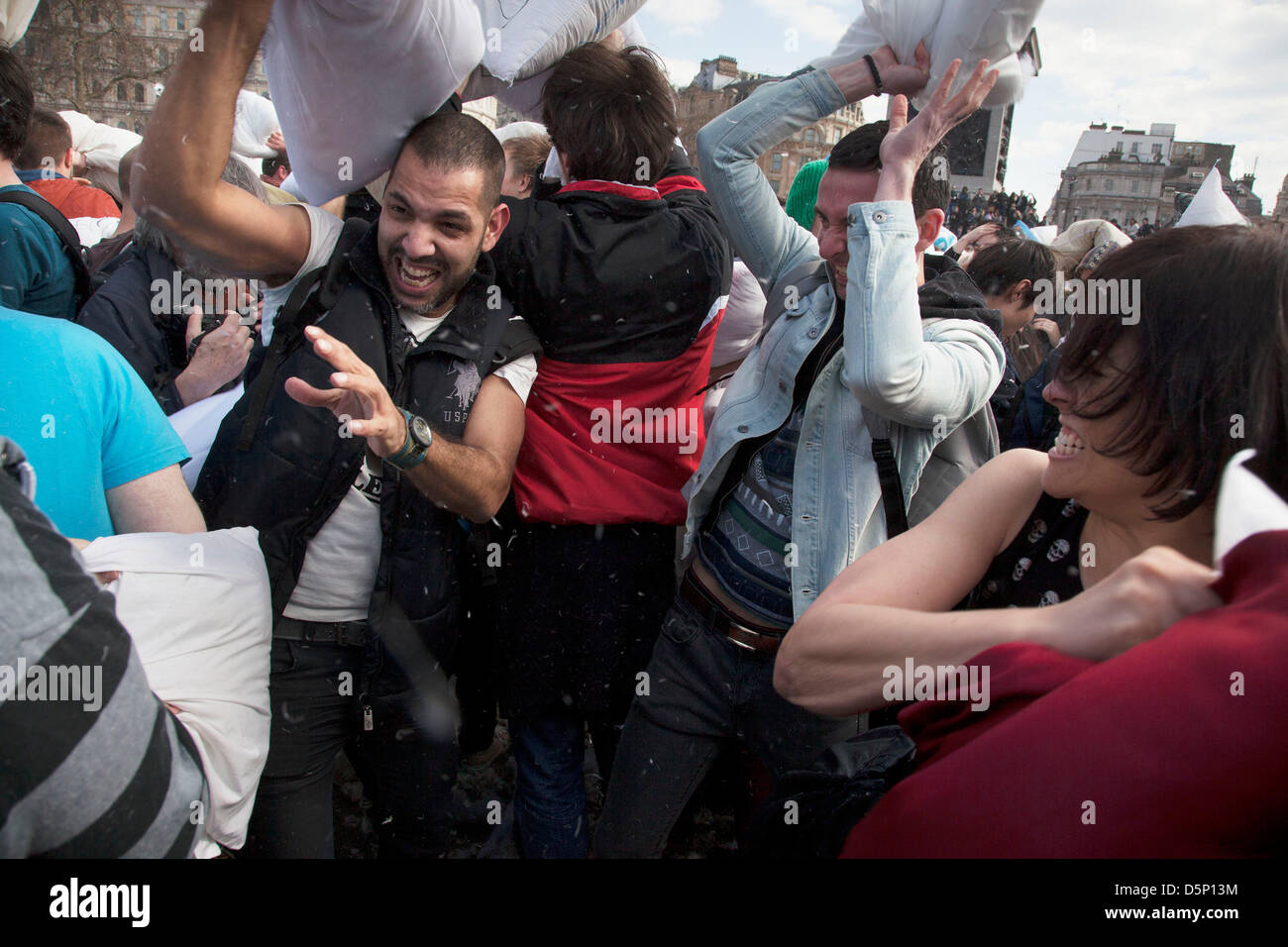 World Pillow Fight Day in London, UK. People having fun in London's ...