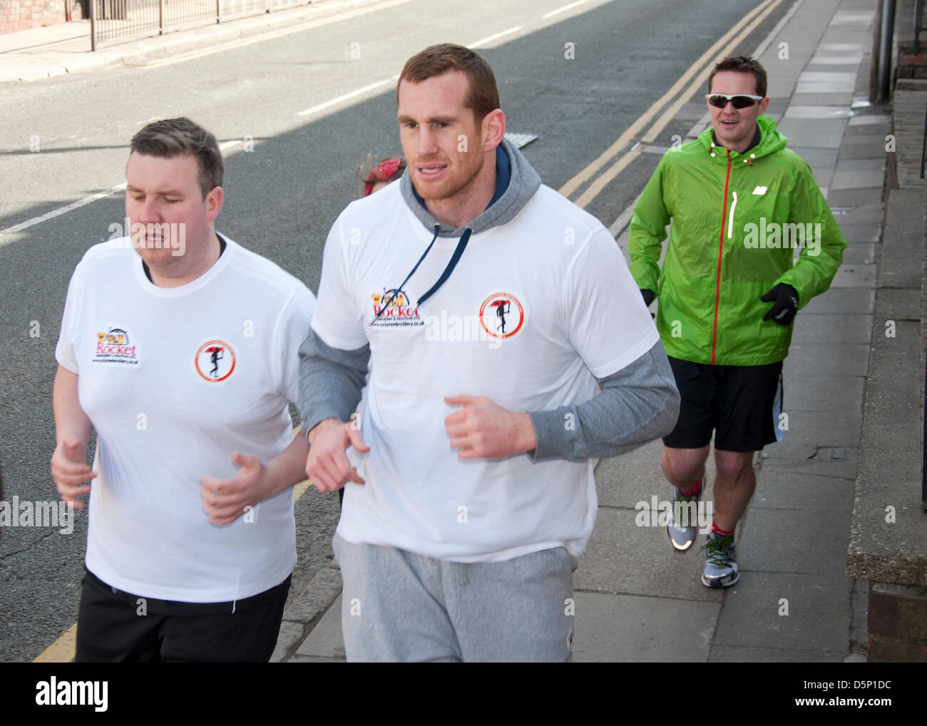 Liverpool, UK. 6th April 2013. Impressionist Darren Farley (left) joins ...