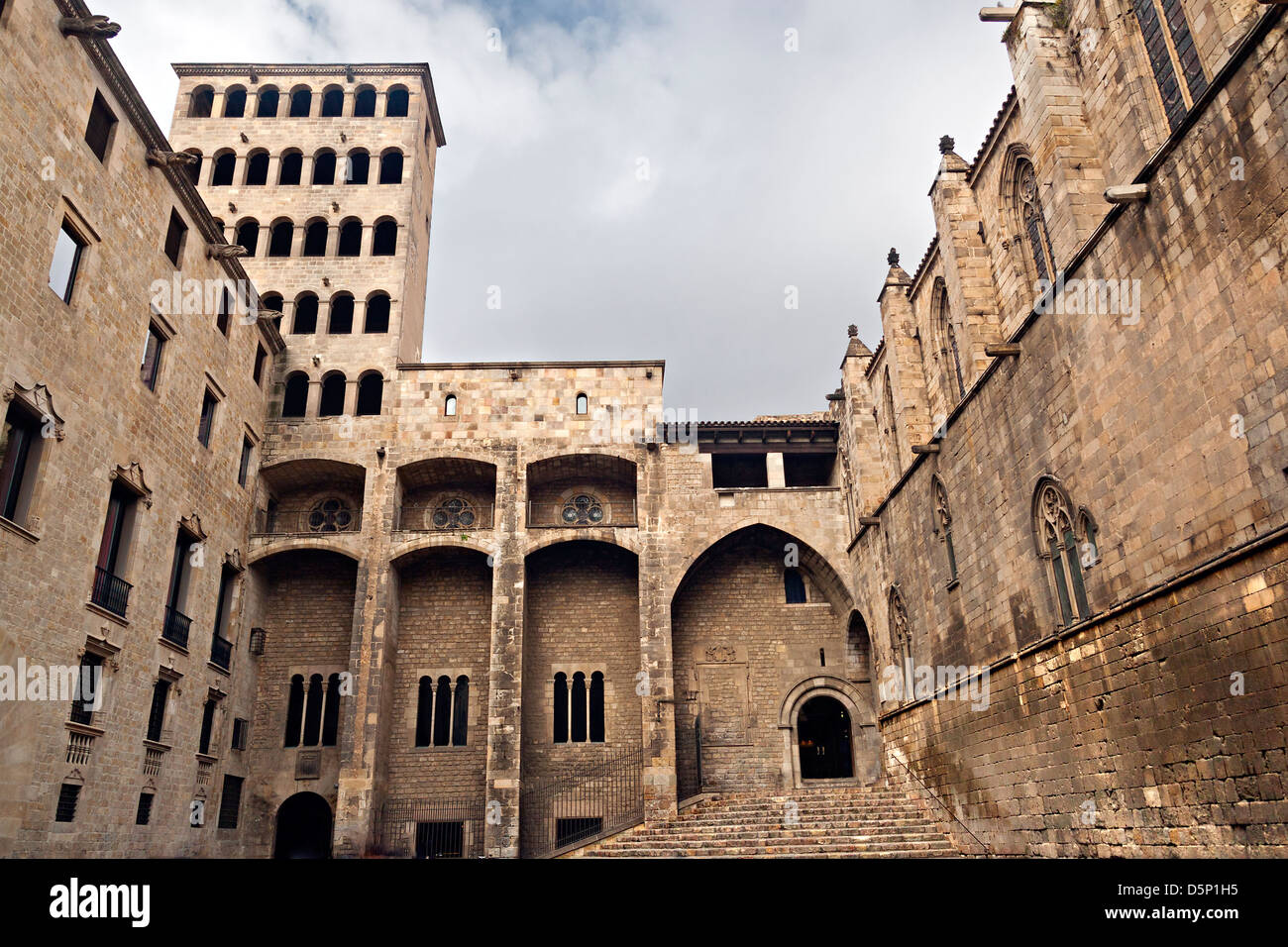 Palau Reial Major at Placa del Rei in Barcelona Stock Photo - Alamy