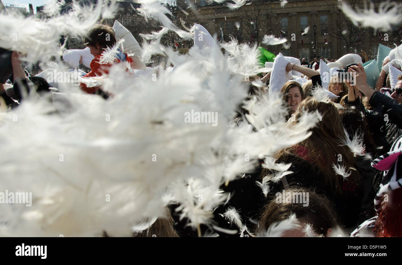 London Uk 6th April 2013 International Pillow Fight Day 2013 Is