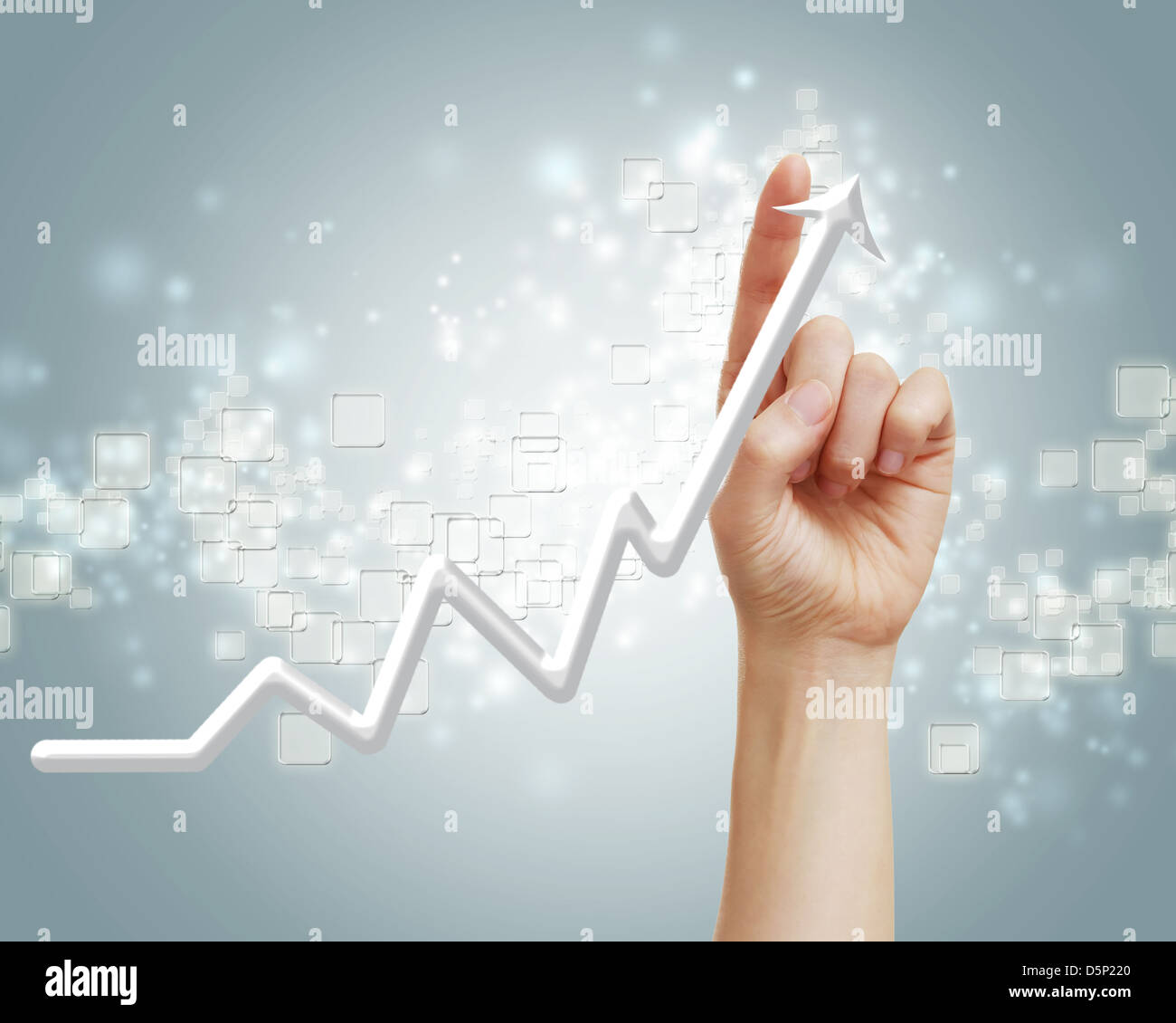 Graph representing growth, rising trend with finger pointing up Stock ...