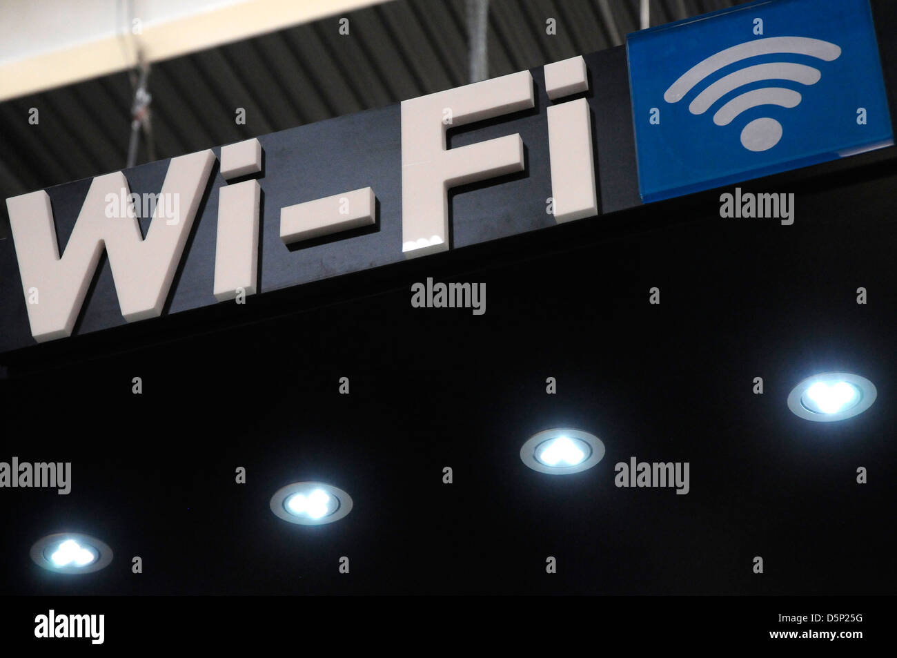 Wi-Fi sign, World Mobile Congress in Barcelona Stock Photo - Alamy