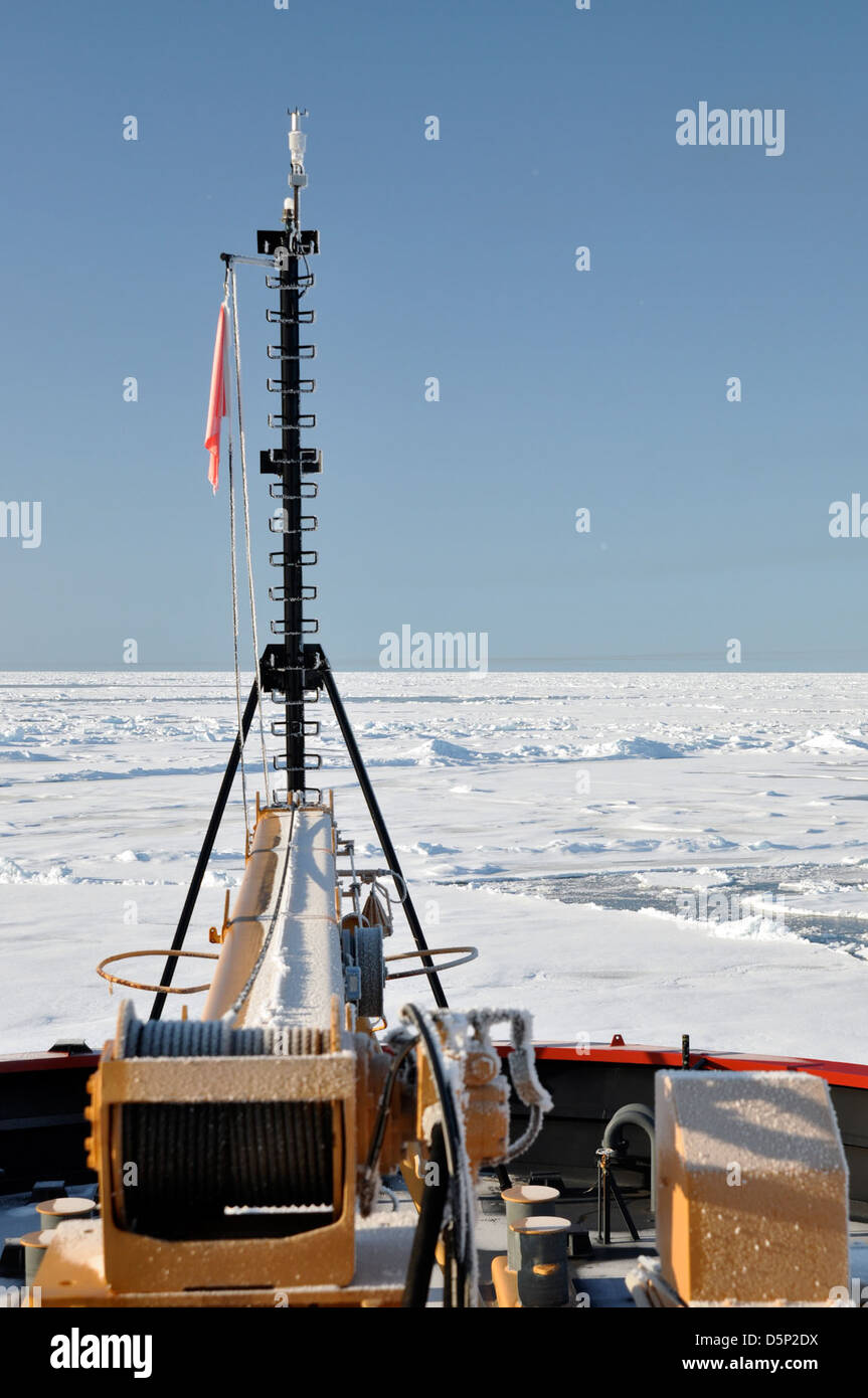 A Coast Guard cutter, USCG Healy, operates in the Arctic waters of the ...