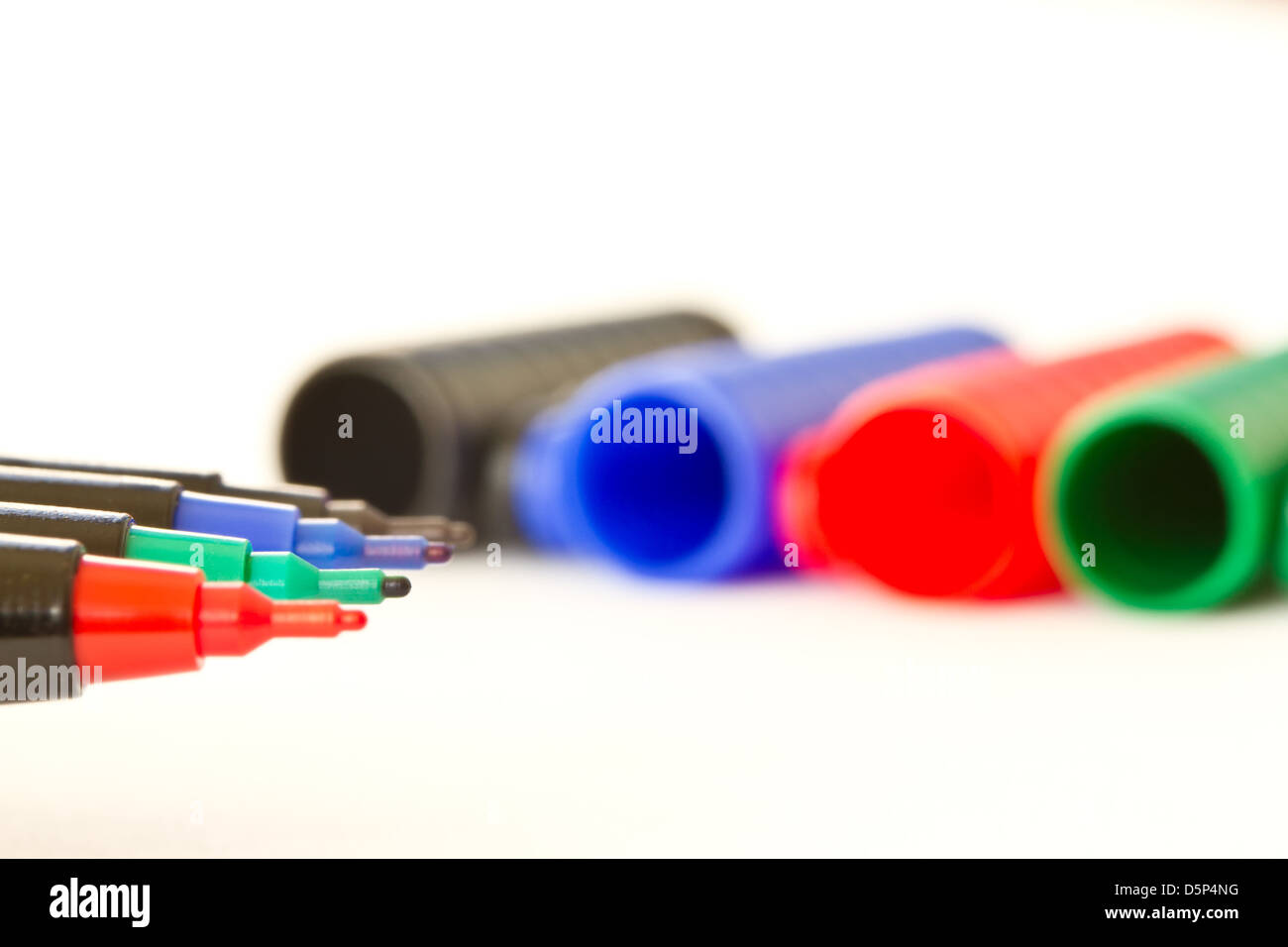 four pen with the color on a white background Stock Photo - Alamy