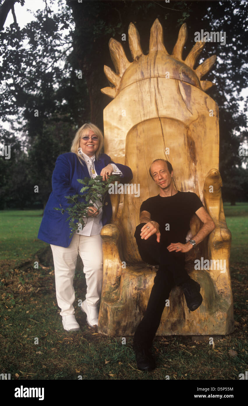 Dwina Gibb and Robin Gibb he is sitting in a Druids Throne Dwina is a ...