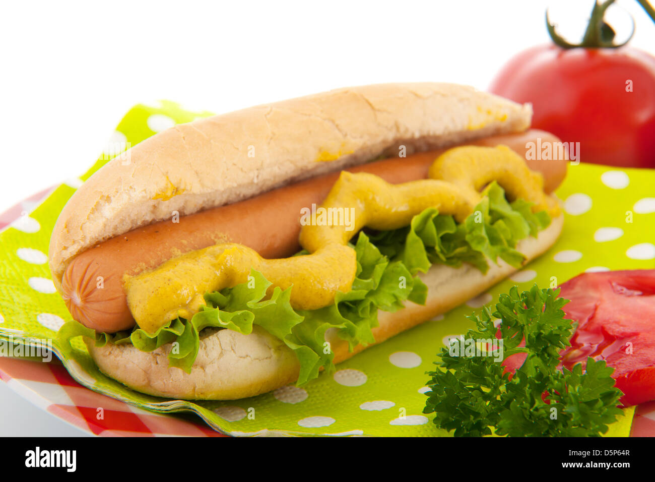 Hot dog and bread roll isolated over white background Stock Photo - Alamy