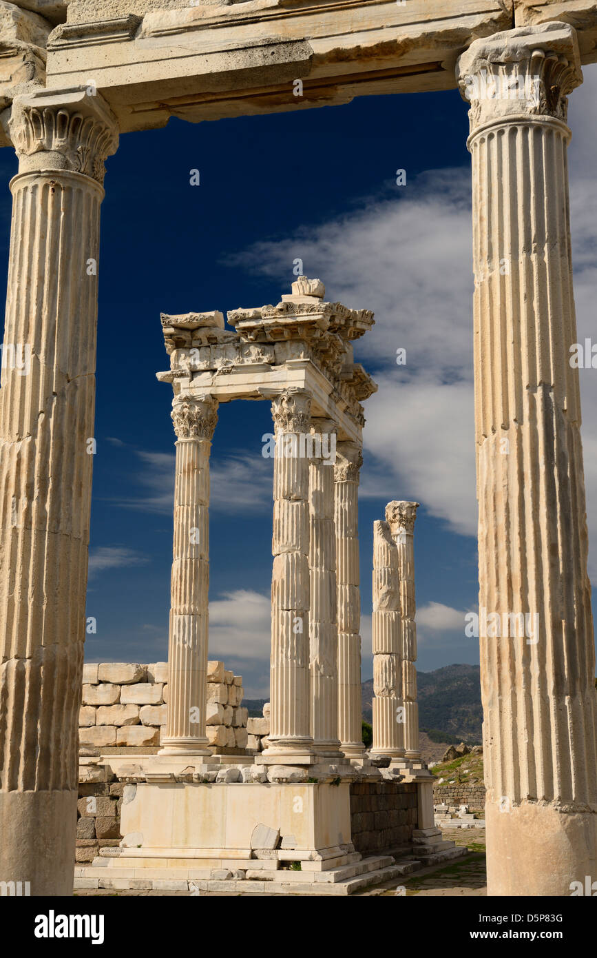 Frame of white marble Corinthian columns at Trajan Temple at Pergamon ...