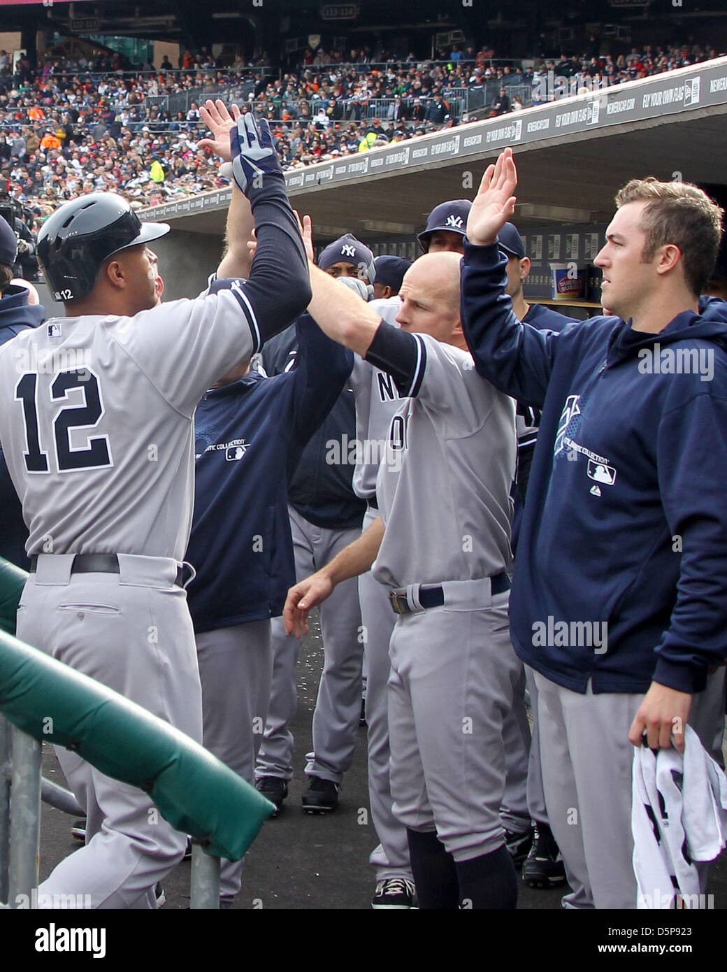 Detroit Michigan, USA. 6th April, 2013. New York Yankees left fielder ...