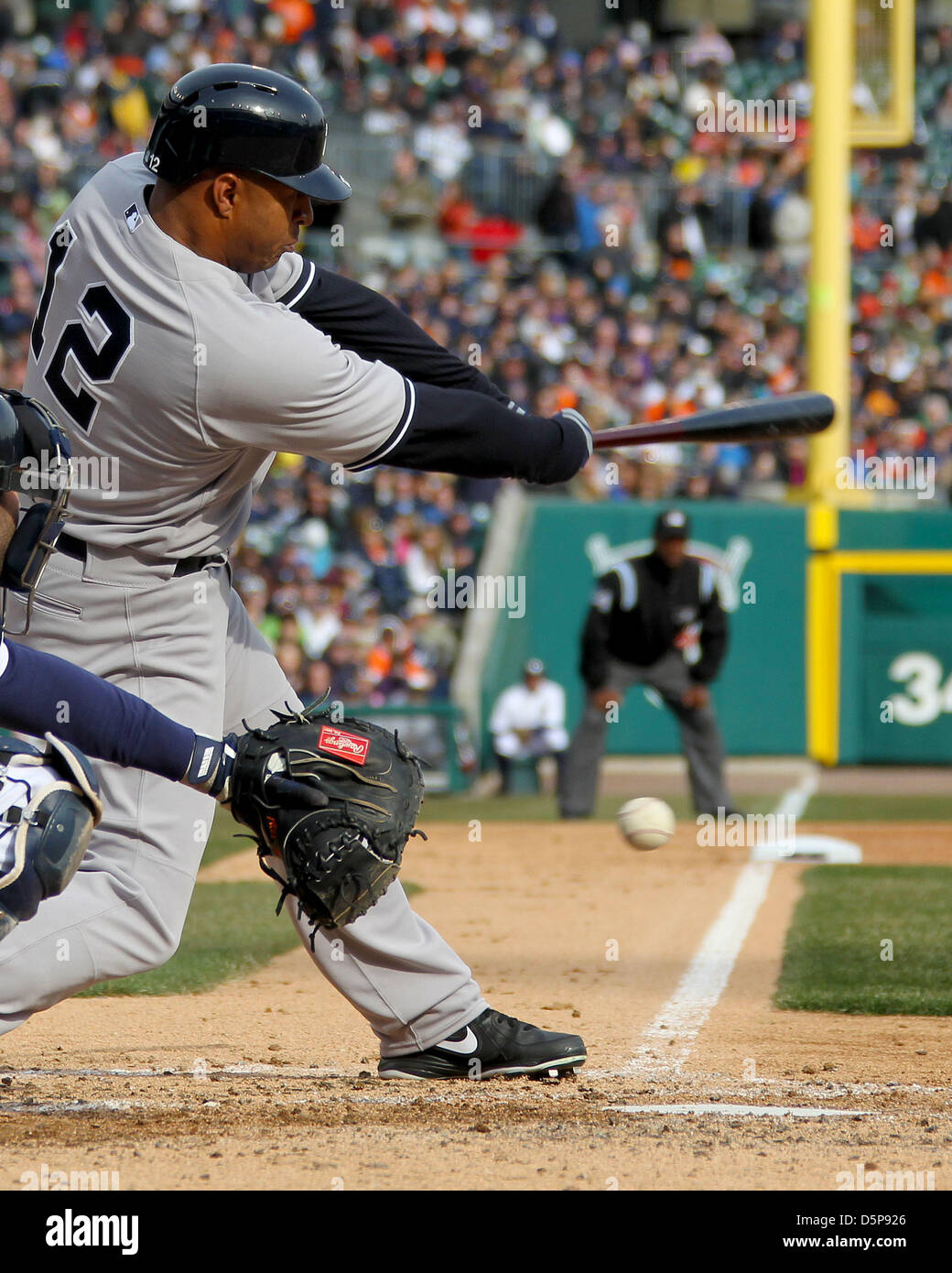 Detroit Michigan, USA. 6th April, 2013. New York Yankees left fielder ...
