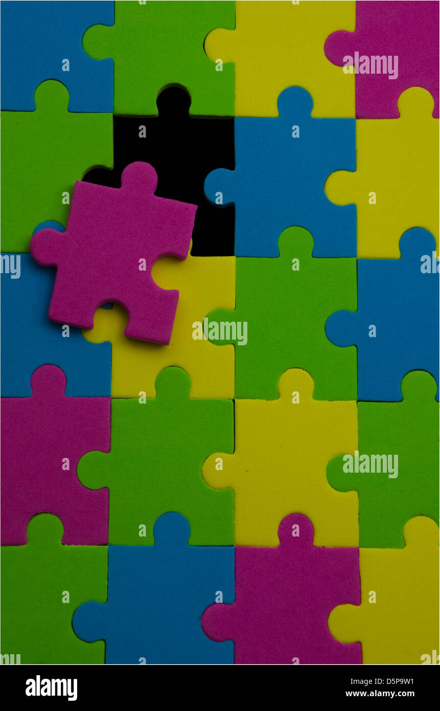 Colorful textured puzzle where all different colors are working ...