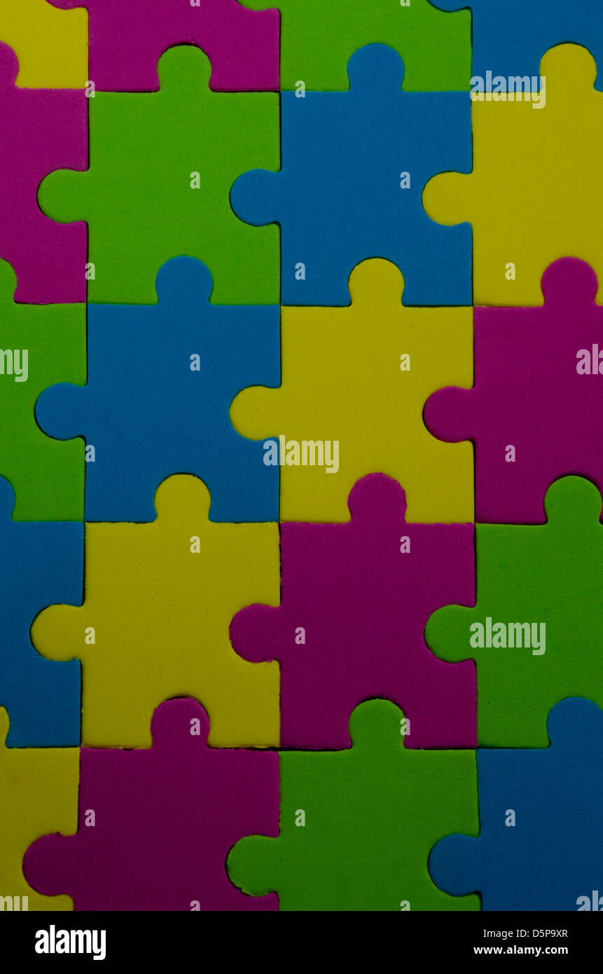 Colorful textured puzzle where all different colors are working ...