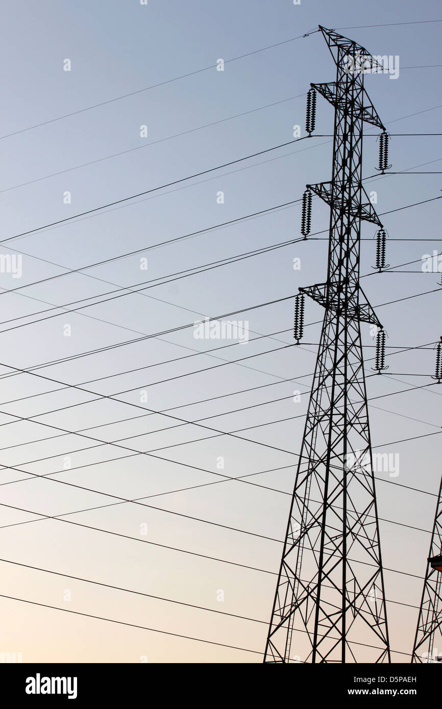 High voltage power pylons Stock Photo - Alamy
