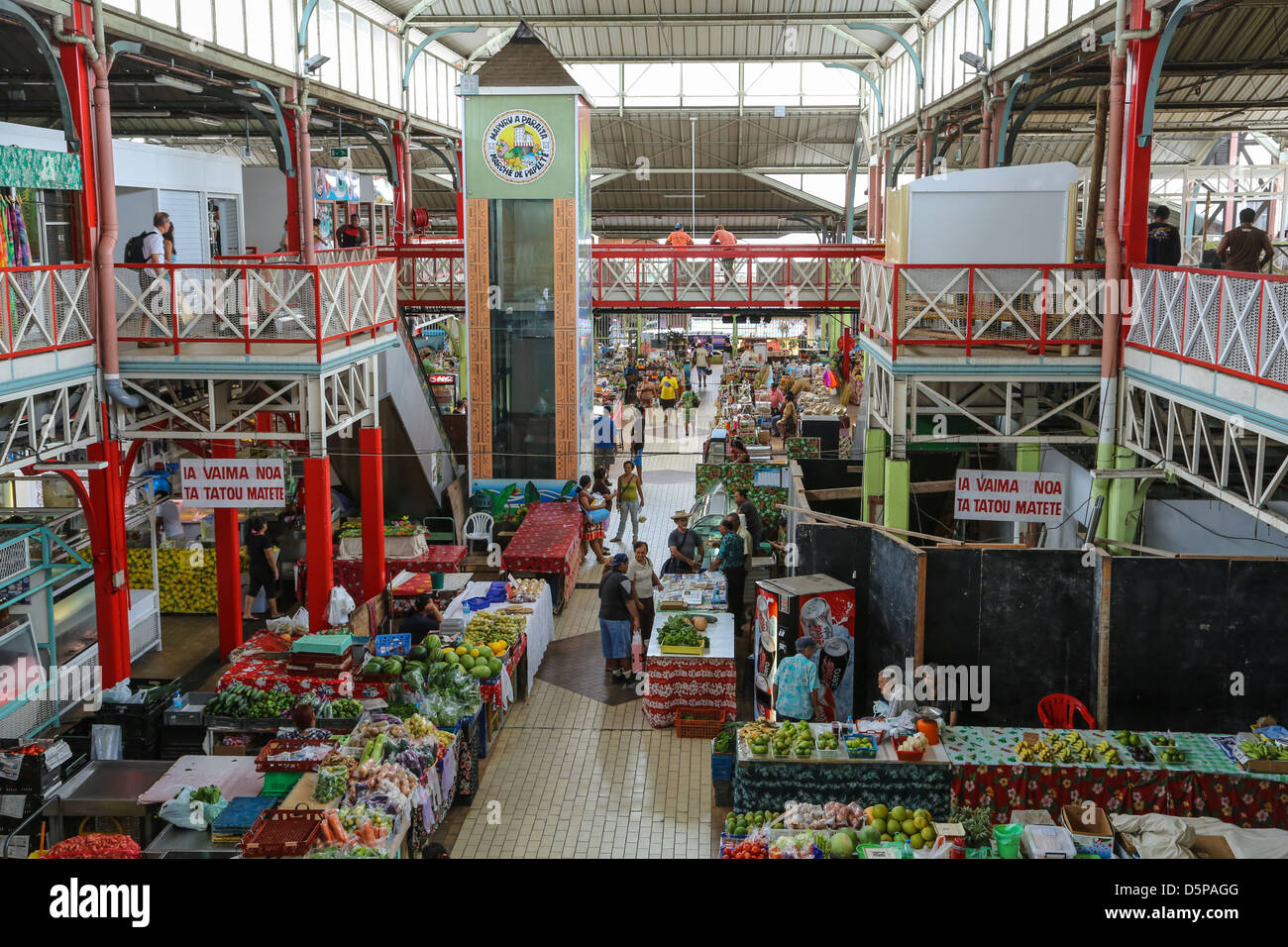 General view inside the public market building in Papeete, Tahiti Stock ...