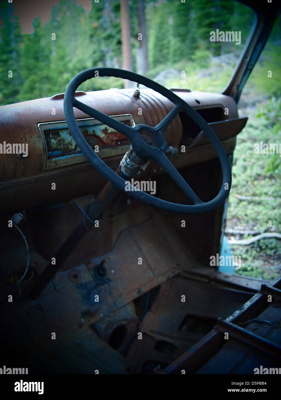 Interior of an old rusted car Stock Photo - Alamy