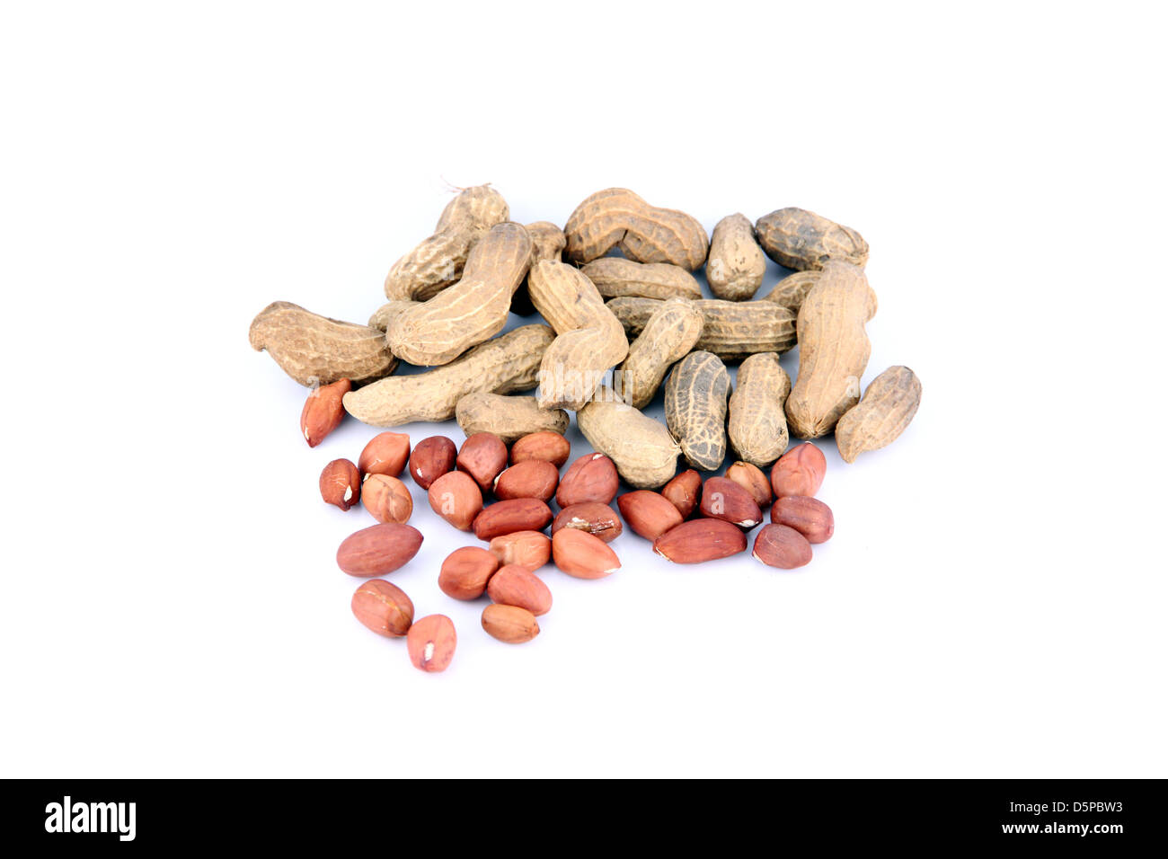 A lot of Peanuts on isolated over white background Stock Photo - Alamy