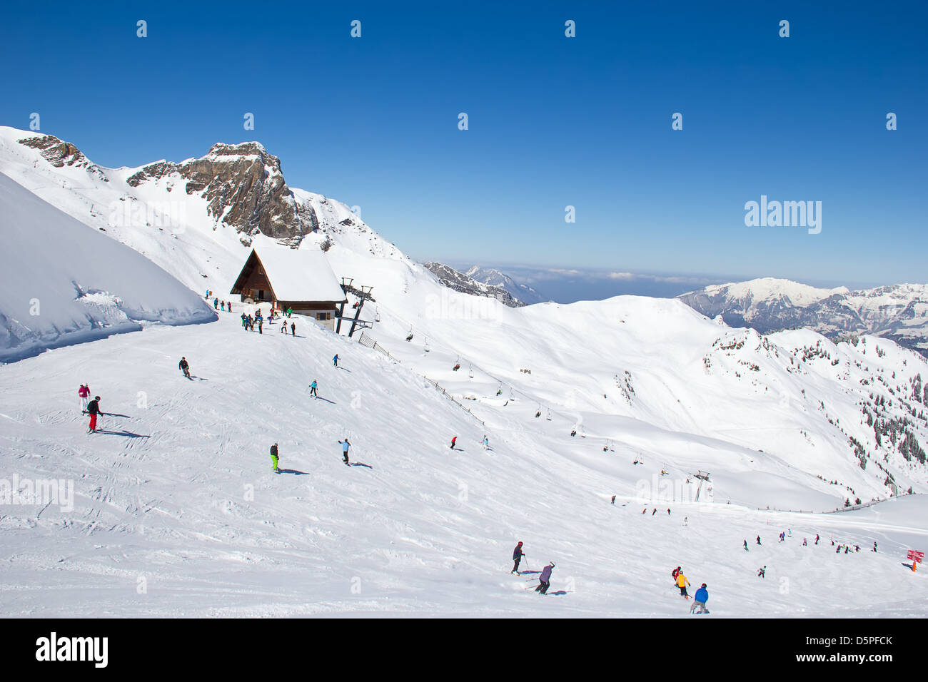 Slope on the skiing resort Flumserberg. Switzerland Stock Photo - Alamy