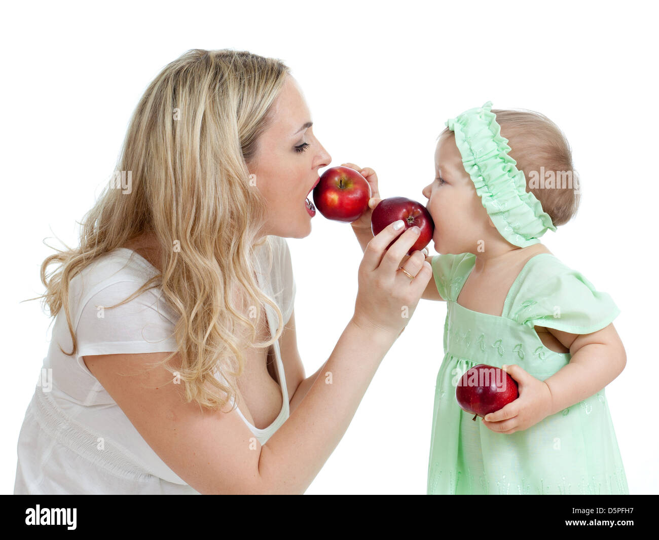 mother and her child with red apples Stock Photo - Alamy
