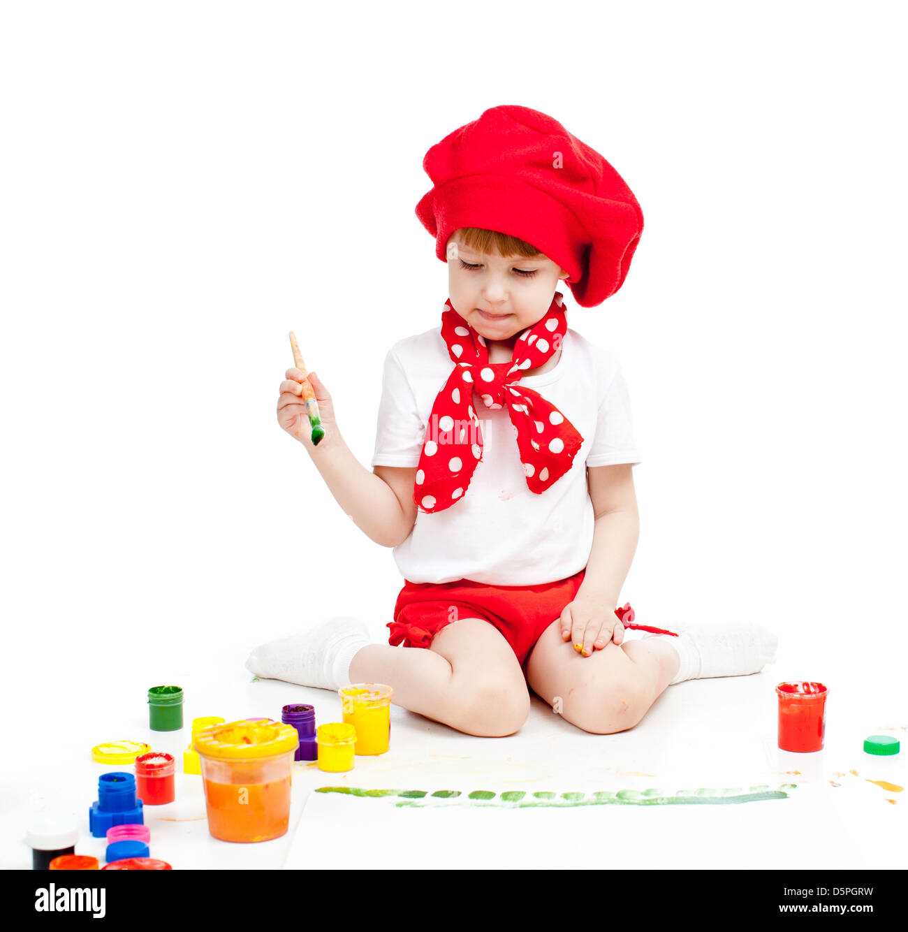 painting child girl with brush Stock Photo - Alamy