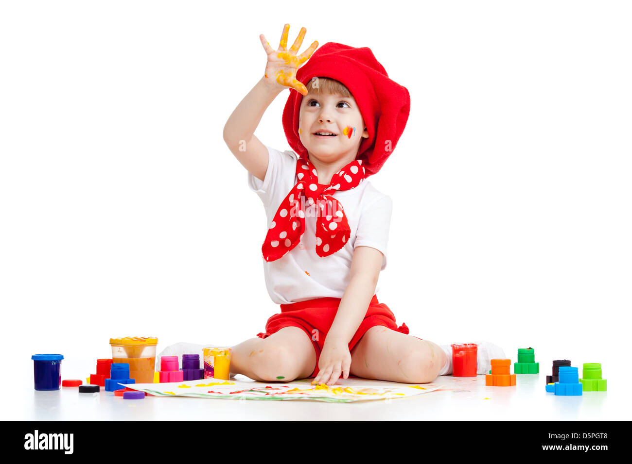 adorable artist kid drawing and painting Stock Photo - Alamy