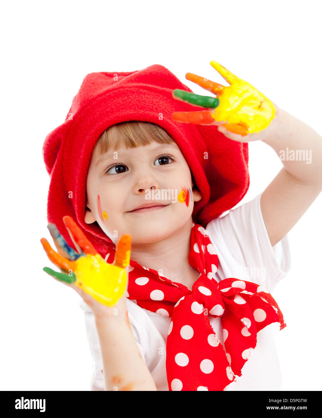 Child painted hand face hi-res stock photography and images - Alamy