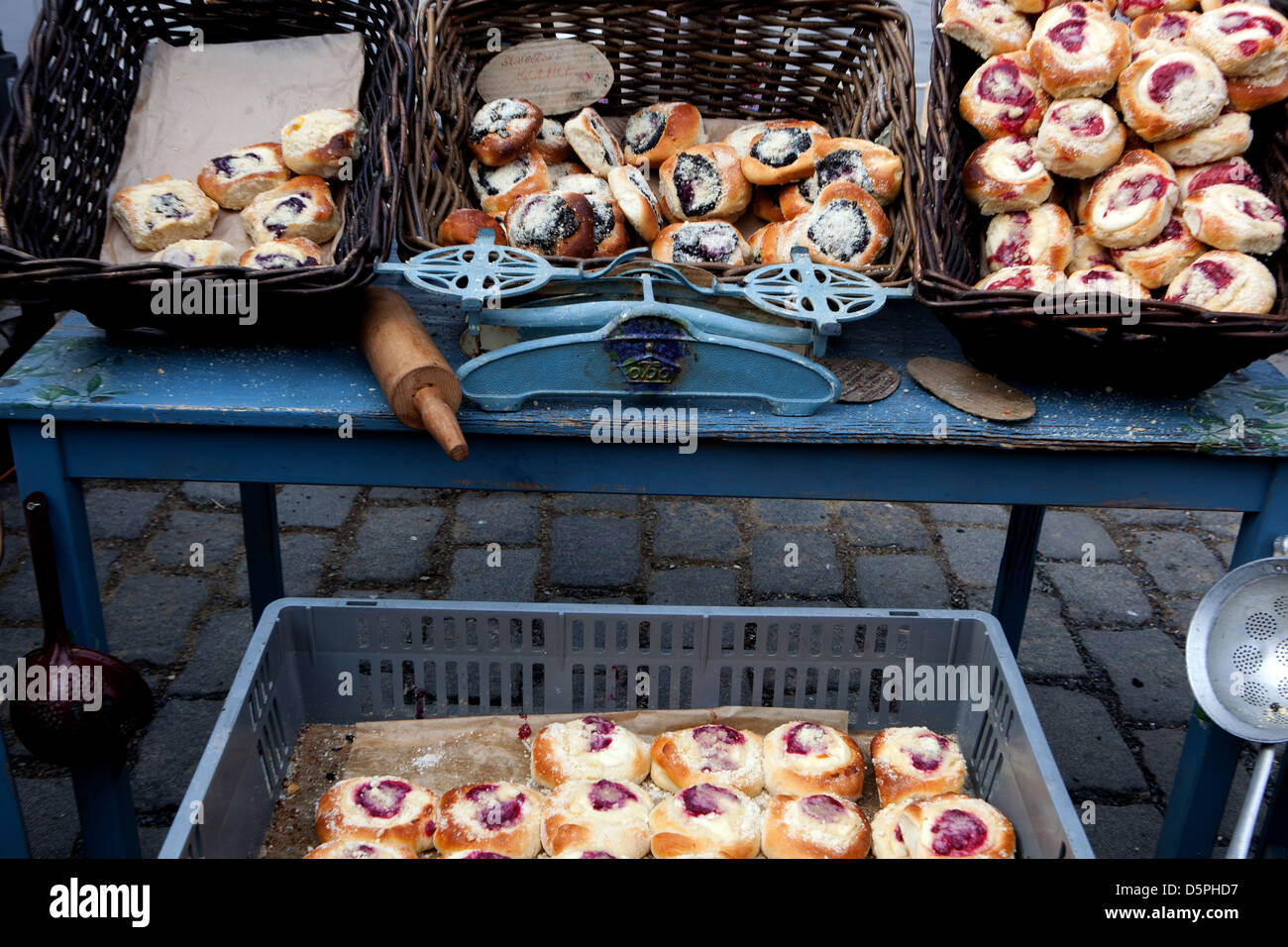 Prague Farmers market Naplavka Prague, Traditional Czech cakes on a ...
