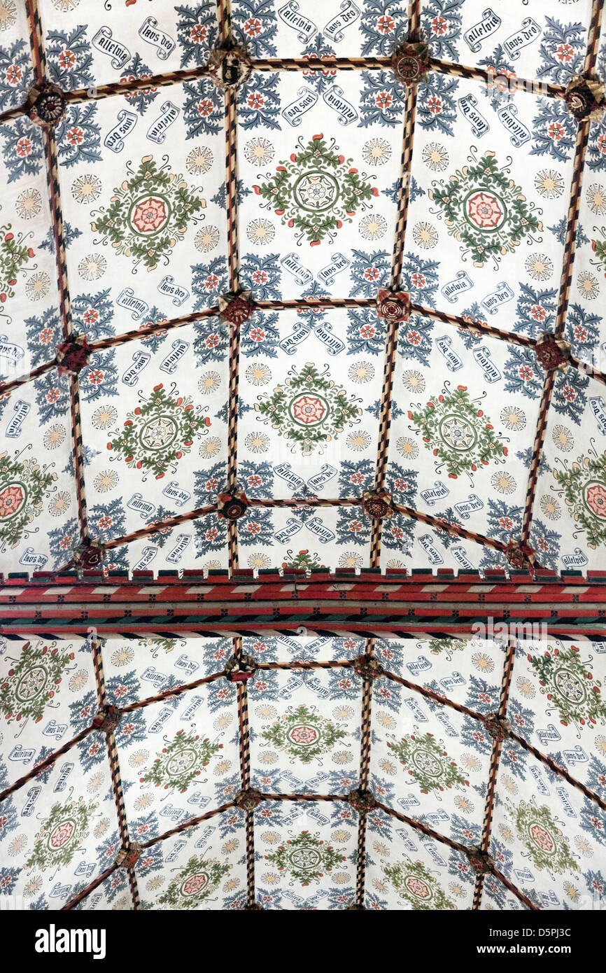 Painted ceiling of Holy Trinity Church at Cuckfield in West Sussex ...