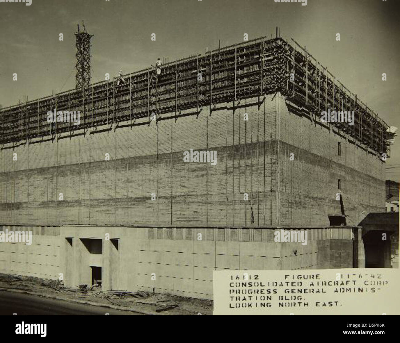 This photo documents the construction of the administration building at ...