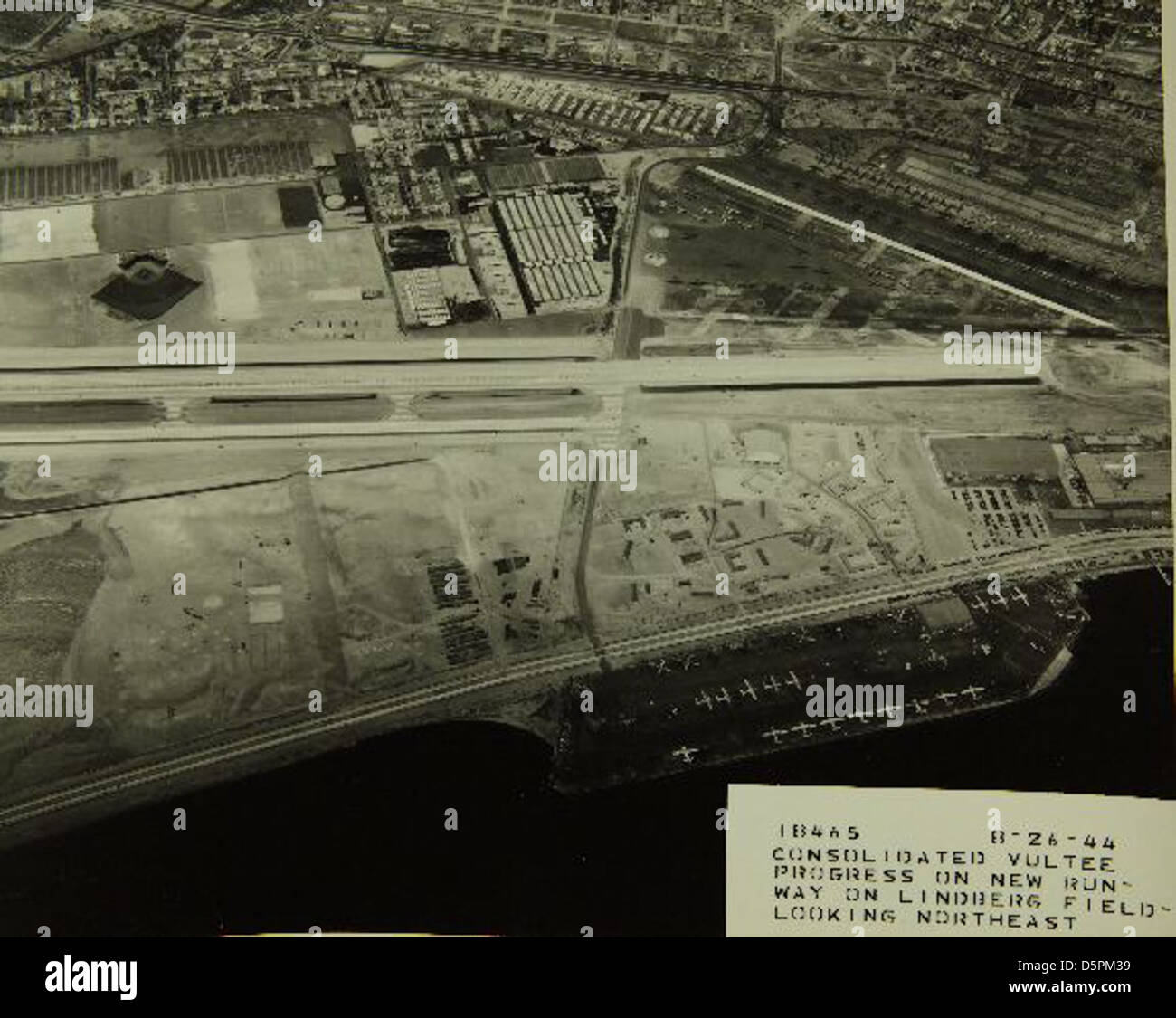 Aerial view of the Consolidated/Convair Aircraft Factory at Lindbergh ...